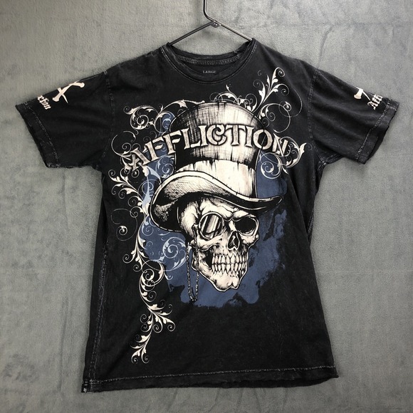 Affliction | Shirts | Vintage Mens Black Affliction Ufc Mma Skull T ...